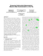 Streaming Submodular Maximization Extracting Representative Course Hero