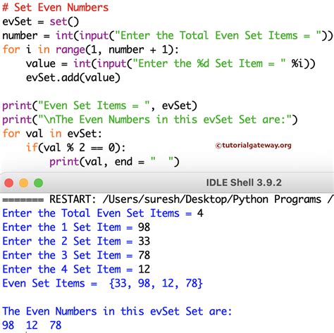 Python Program To Print Even Numbers In Set