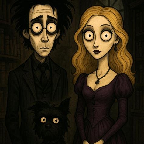 Tim Burton Style Custom Portrait Gothic Digital Art Digital Download