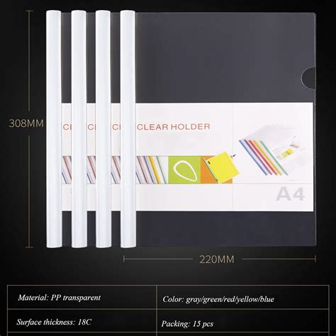 15pcs A4 Clear Report Cover With Clip Report Covers Files Clip A4 Project Presentation Binder