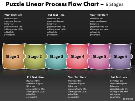 Puzzle Linear Process Flow Chart 6 Stages Make Charts Powerpoint Templates PowerPoint Design
