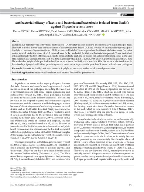 Pdf Antibacterial Efficacy Of Lactic Acid Bacteria And Bacteriocin