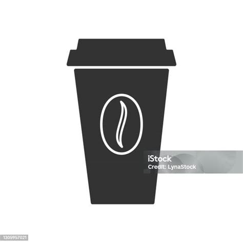 커피 콩과 커피의 벡터 아이콘 컵 종이 컵 로고 템플릿 테이크 아웃 개념 그림은 흰색 배경에 격리됩니다 플랫 디자인 개념에 대한 스톡 벡터 아트 및 기타 이미지 Istock