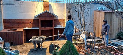 اجرا‌ آجرنما و سنگ ترکیبی نصب‌آجر باربیکیو آتشکده در مشهد