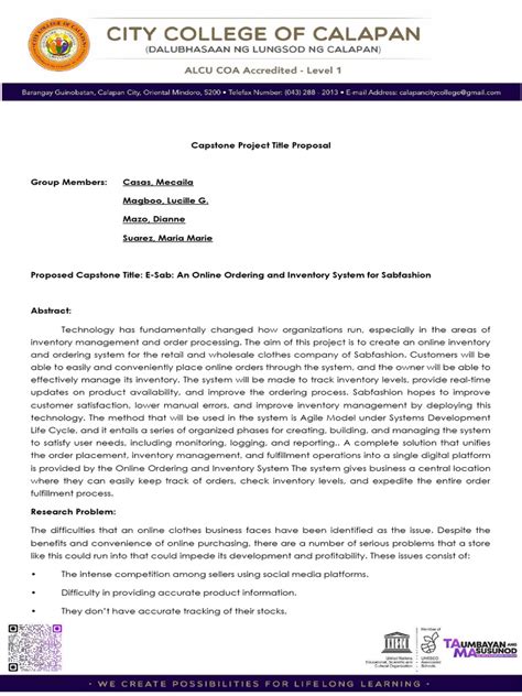 capstone project title proposal pdf software development process