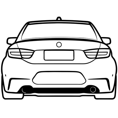Bmw M4 With Spoiler Detailed From Behind Illustration Line Art
