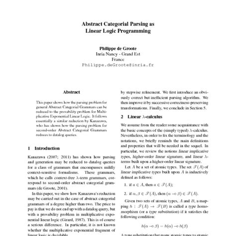 Abstract Categorial Parsing As Linear Logic Programming Acl Anthology