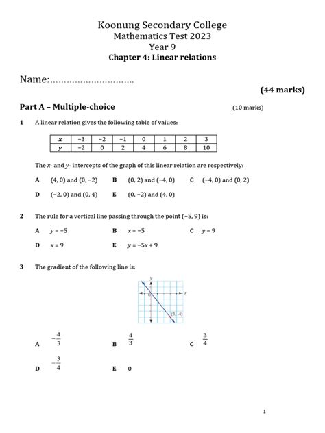 2023 Linear Relations Test Final Pdf Line Geometry Euclidean