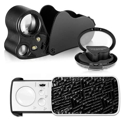 Hasthip® 2 Pack Jewelry Loupes 30x 60x 90x Illuminated Jewelers Eye
