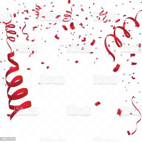 색종이와 레드 리본 축 하 배경 템플릿입니다 벡터 일러스트 레이 션 기념일에 대한 스톡 벡터 아트 및 기타 이미지 기념일 디자인 떨어짐 Istock