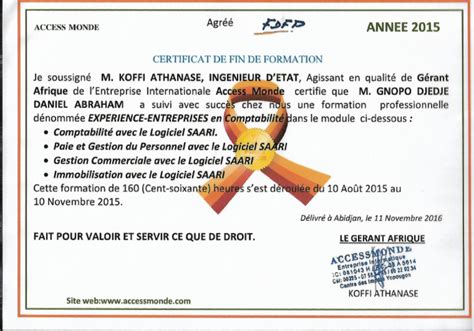 Certificat De Formation Pdf