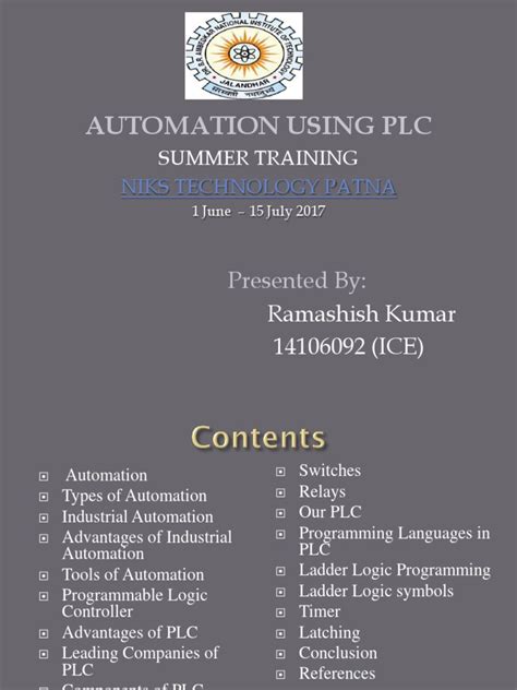 Automation Using Plc Presented By Pdf Programmable Logic Controller Automation
