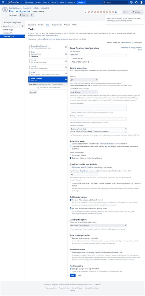 sonar scanner plugin integration with bamboo sonarqube server