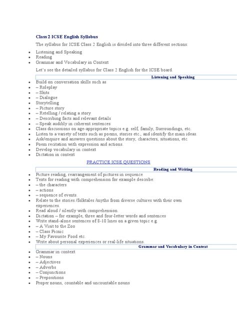 Class 2 Icse Syllabus Pdf English Language Subtraction Class 2 Icse Syllabus Pdf English Language Subtraction