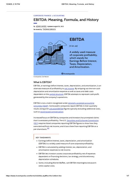 Ebitda Meaning Formula And History Pdf Depreciation Net Income