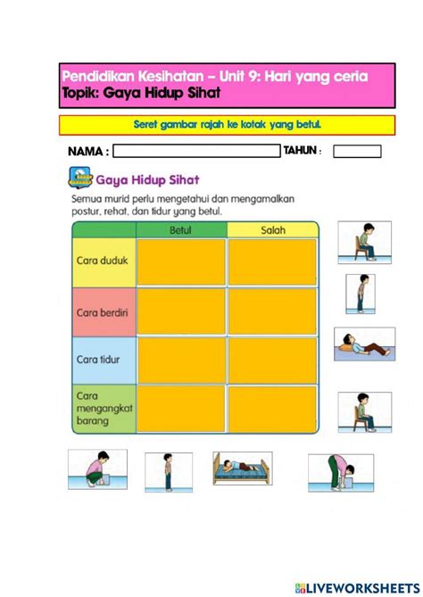 Gaya Hidup Sihat Free Interactive Worksheets 1268942