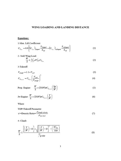 Wing Loading And Wing Geometry Pdf Takeoff Aircraft