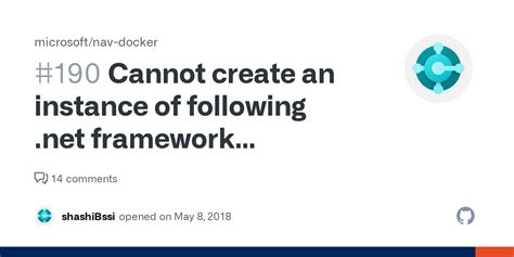 cannot create an instance of following framework object
