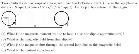 Two Identical Circular Loops Of Area A With Chegg Com