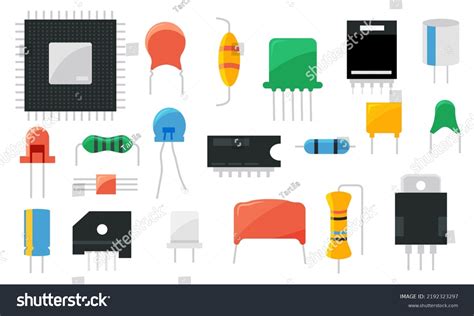 전기 회로 구성 요소 축전기 트랜지스터 스톡 일러스트 2192323297 Shutterstock