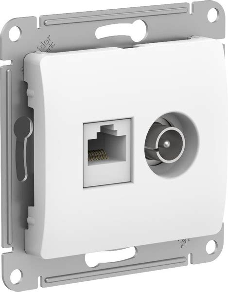Розетка 2 СП ТВ+RJ45, кат.5E, механизм, GLOSSA Белый - купить по низкой ...
