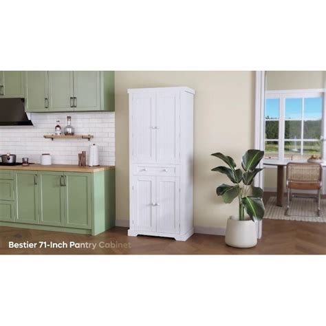 Bestier 72 In H White Tall Kitchen Pantry Storage Cabinet With Storage