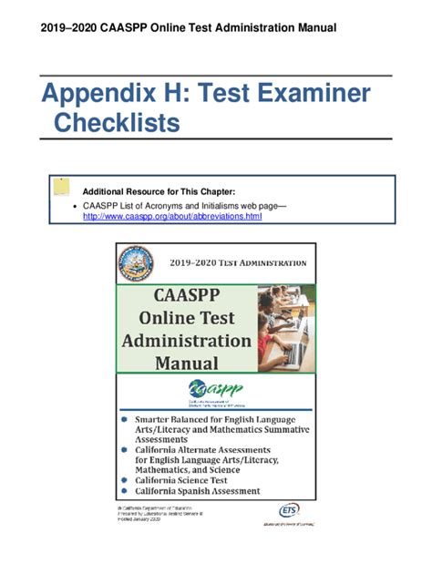 Fillable Online Caaspp Online Test Administration Manualcaa Test