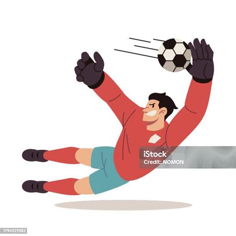 축구 골키퍼가 공을 잡기 위해 다이빙 벡터 만화 일러스트 Championship에 대한 스톡 벡터 아트 및 기타 이미지 Championship 경쟁 놀기 Istock