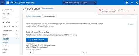 Cannot Update Ontap Fw From Local Client Firmware Update Was