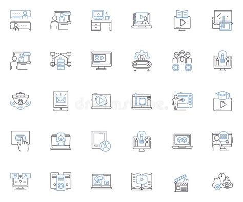 Technology Systems Line Icons Collection Cybersecurity Innovation