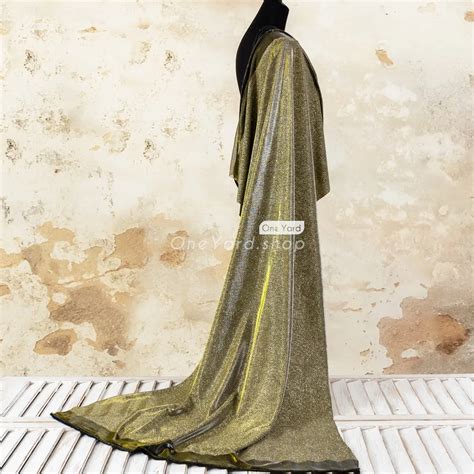 Shimmering Ginger Yellow Stretch Metallic Lurex Fabric Oneyard