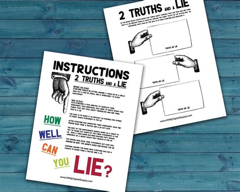 2 Truths And A Lie Printable Group Communication Game Group Ice Breaker