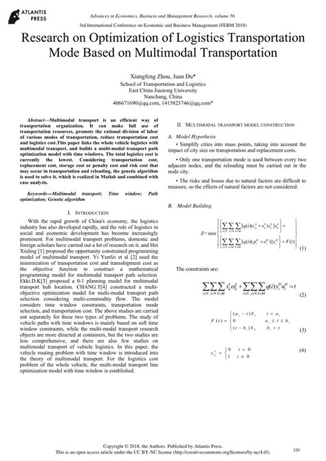 Pdf Research On Optimization Of Logistics Transportation Mode Based