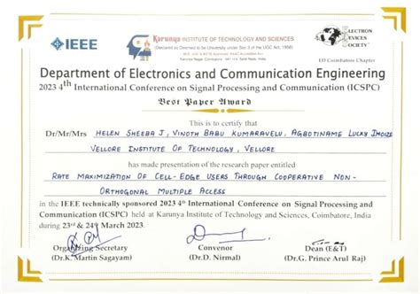 dr vinoth babu kumaravelu on linkedin our work won the best paper