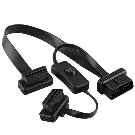 Qiilu Câble Obd2 Adaptateur De Câble Dextension Plat Répartiteur Obd2 16 Broches Mâle à Double