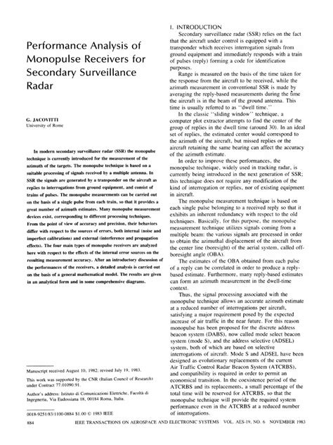 516 Performance Analysis Of Monopulse Receivers For Secondary