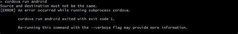 Ionic 4 Error On Ionic Cordova Android Build Source And Destination