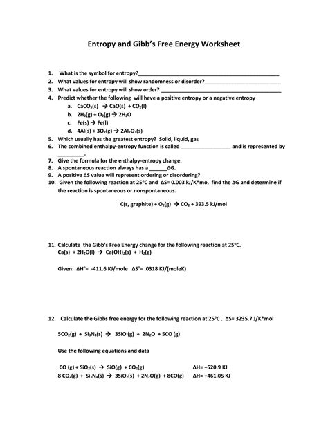 Entropy Lesson Plans And Worksheets 49 72 Worksheets Library