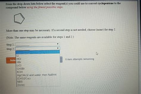 Solved From the drop-down lists below select the reagent(s) | Chegg.com