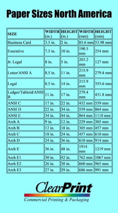 What Is An Arch Paper Size Clear Print