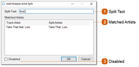 Edit Multiple Artist Split Window
