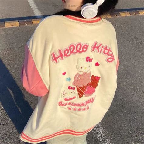 Embroidery Teenager Kawaii Jacket Pastel Kitten Kitty Clothes