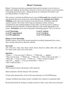 Bloom S Taxonomy Critical Thinking Cue Questions