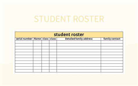 Free Roster Templates For Google Sheets And Microsoft Excel Slidesdocs