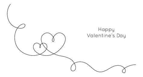 Un Dessin Continu De Deux Coeurs Et Signe Damour Icônes Fines Et Romantiques Dans Un Style