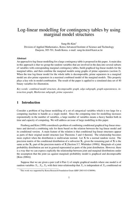 Pdf Log Linear Modelling For Contingency Tables By Using Marginal Model Structures