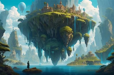 Premium Photo Surreal Dreamscape Floating Islands Fantastical