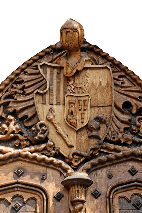 Door Carving Escutcheon War Armorial Bearings Creative