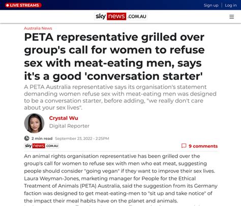 Peta Representative Grilled Over Sex Strike Against Meat Eating Men