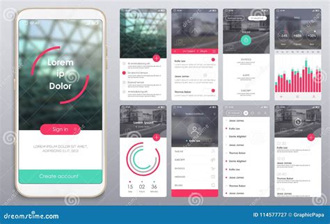 Design Of The Mobile Application Ui Ux Gui Stock Vector